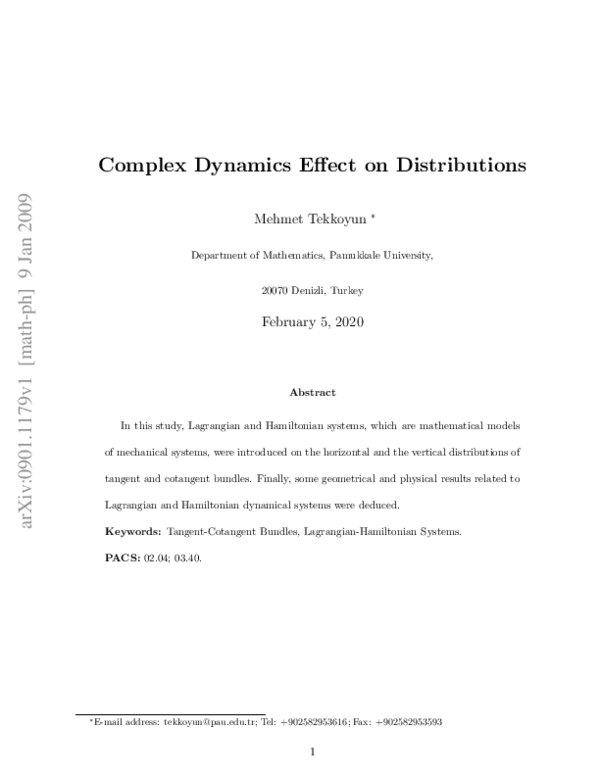 (PDF) Complex Dynamics Effect on Distributions