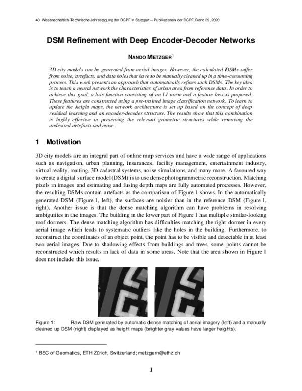 (PDF) DSM Refinement with Deep Encoder-Decoder Networks (PDF) DSM Refinement with Deep Encoder-Decoder Networks