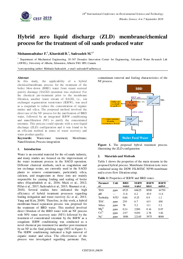 (PDF) Hybrid zero liquid discharge (ZLD) membrane/chemical process for ...