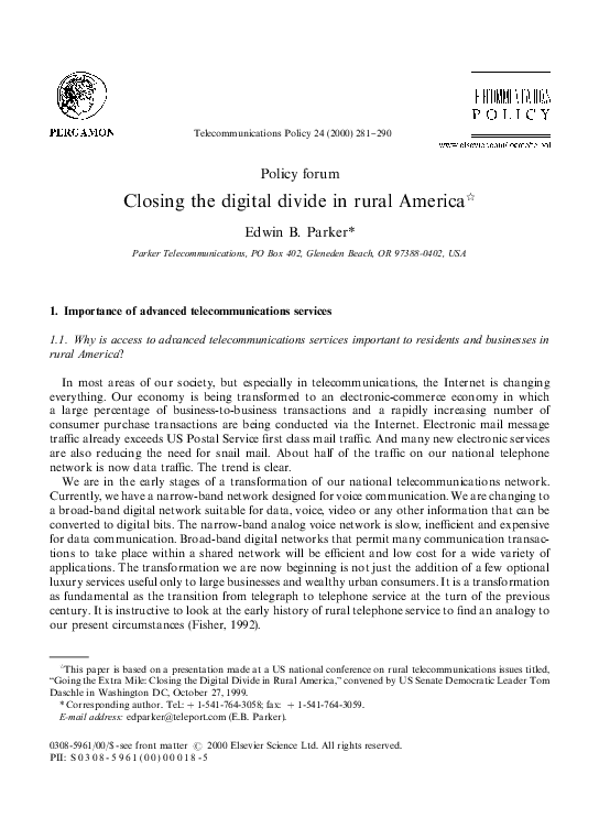 (PDF) Closing the digital divide in rural America
