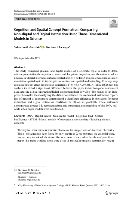 (PDF) Cognition and Spatial Concept Formation: Comparing Non-digital and Digital Instruction ...