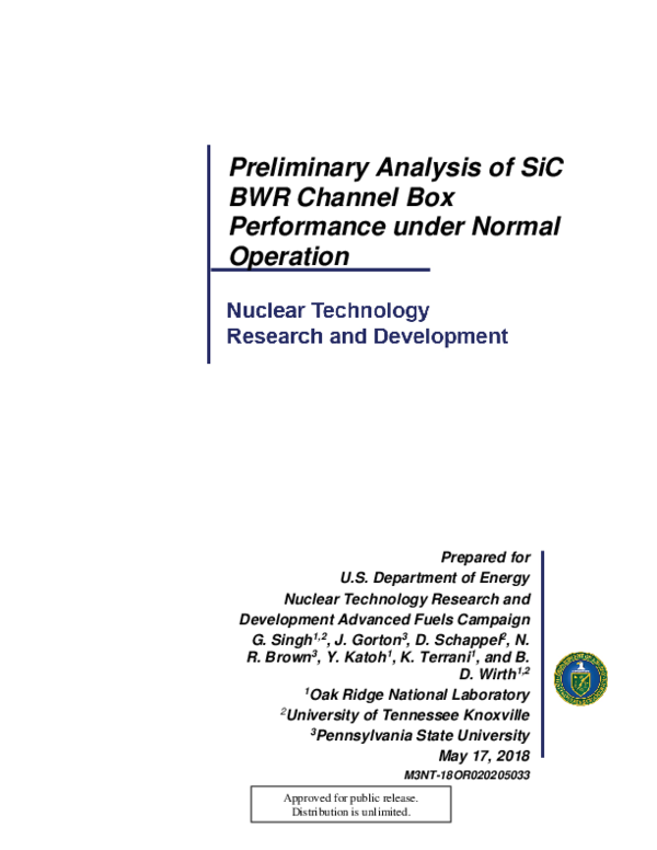 (PDF) Preliminary Analysis of SiC BWR Channel Box Performance under ...