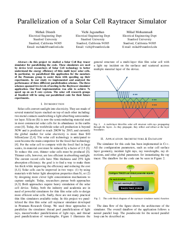 (PDF) Parallelization of a Solar Cell Raytracer Simulator