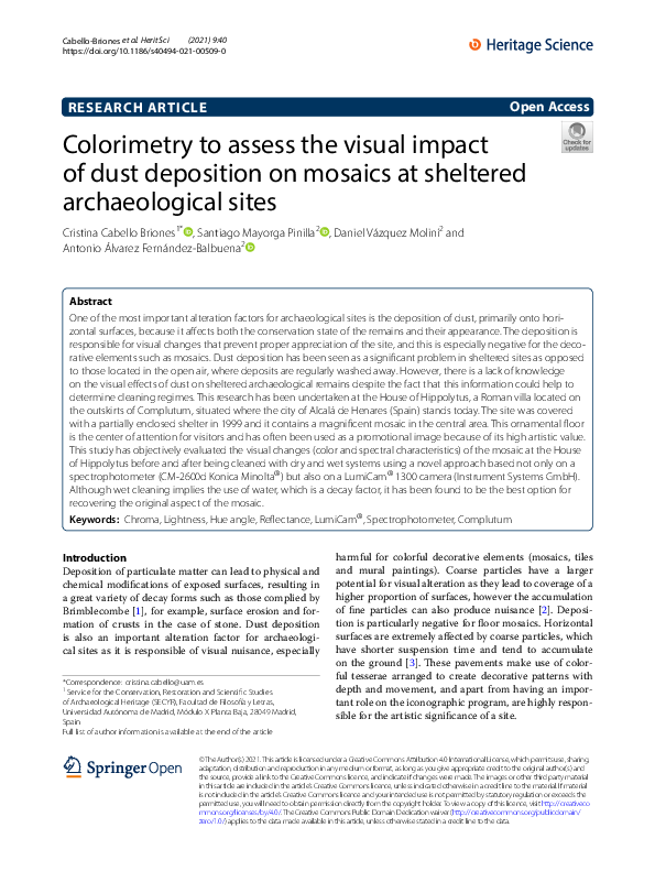 (PDF) Colorimetry to assess the visual impact of dust deposition on ...
