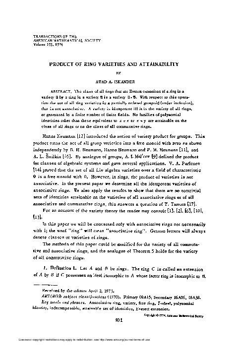 (PDF) Product of ring varieties and attainability