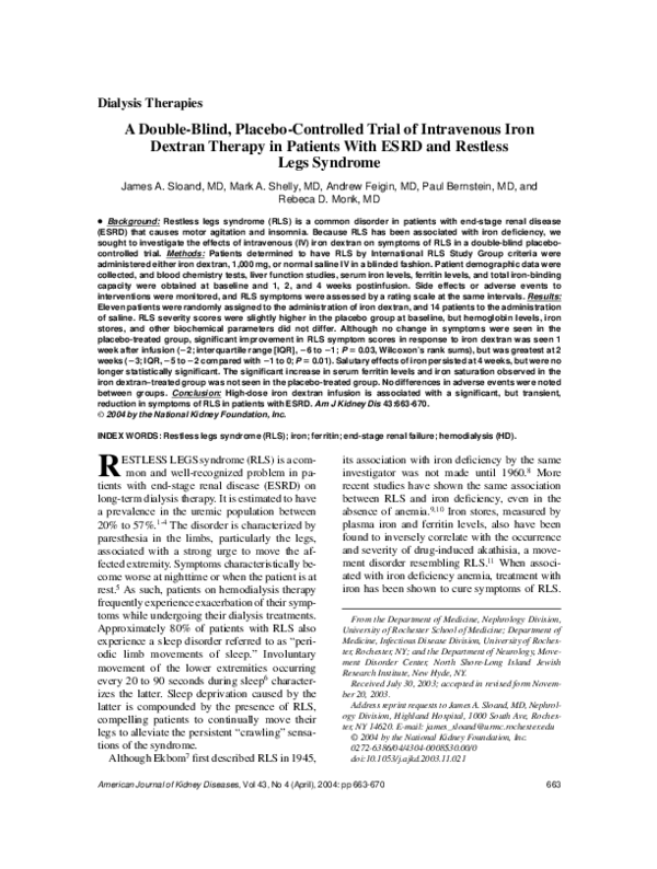 (PDF) A double-blind, placebo-controlled trial of intravenous iron ...