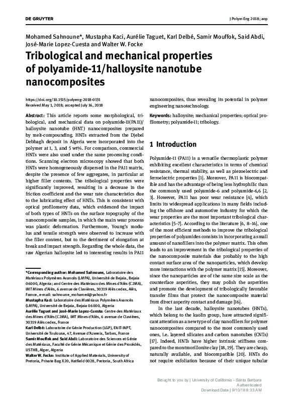 (PDF) Tribological and Mechanical Properties of Poly[(R)-3 ...