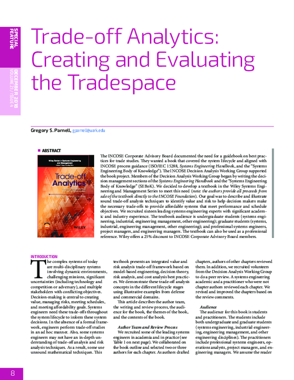 (PDF) Trade-off Analytics: Creating and Evaluating the Tradespace