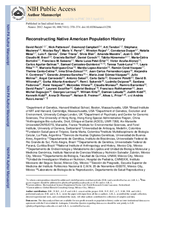 (PDF) Reconstructing Native American population history