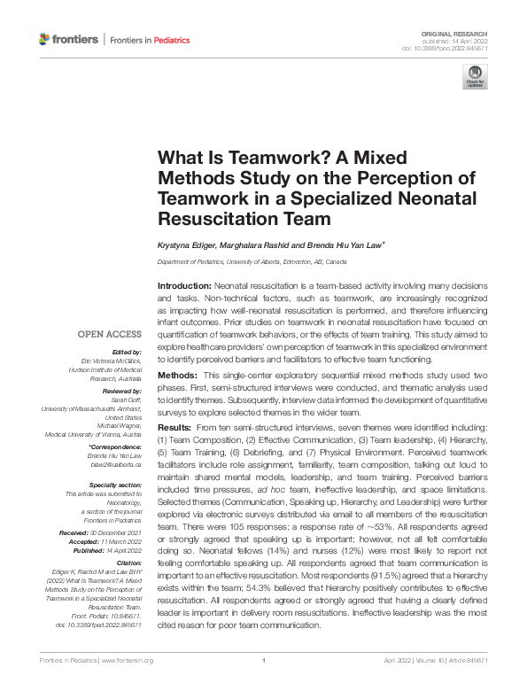 (PDF) What Is Teamwork? A Mixed Methods Study on the Perception of ...