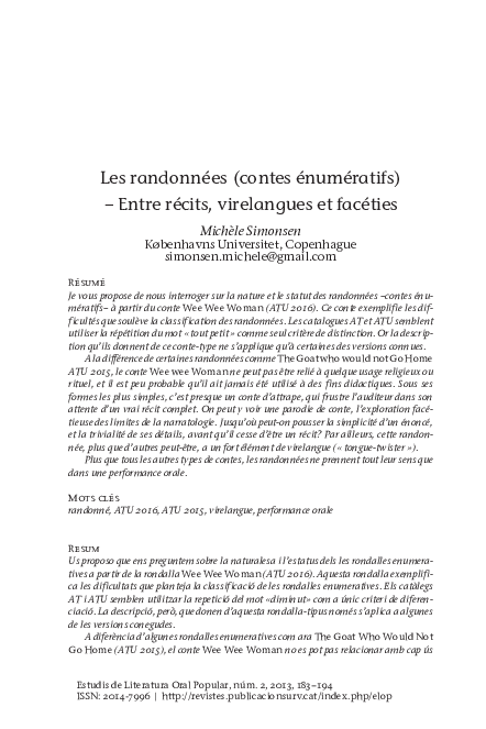 (PDF) Les randonnées (contes énumératifs) – Entre récits, virelangues ...