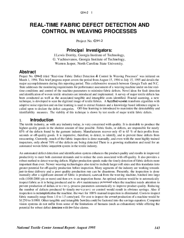 (PDF) Real-time fabric defect detection and control in weaving processes