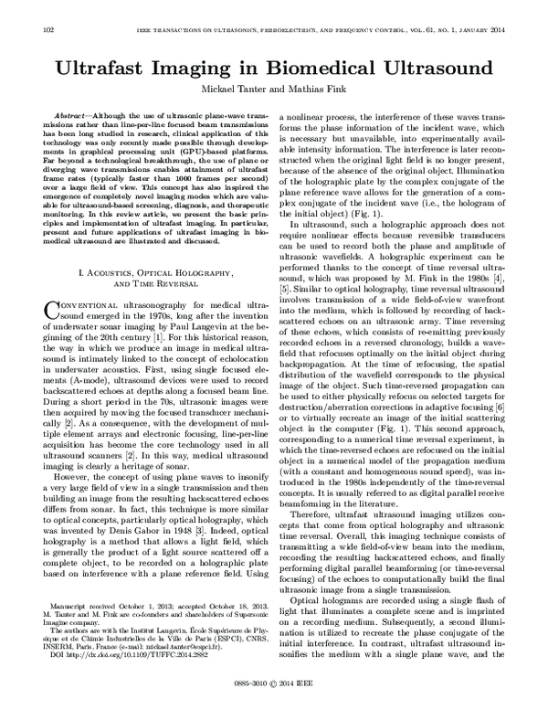 (PDF) Ultrafast imaging in biomedical ultrasound
