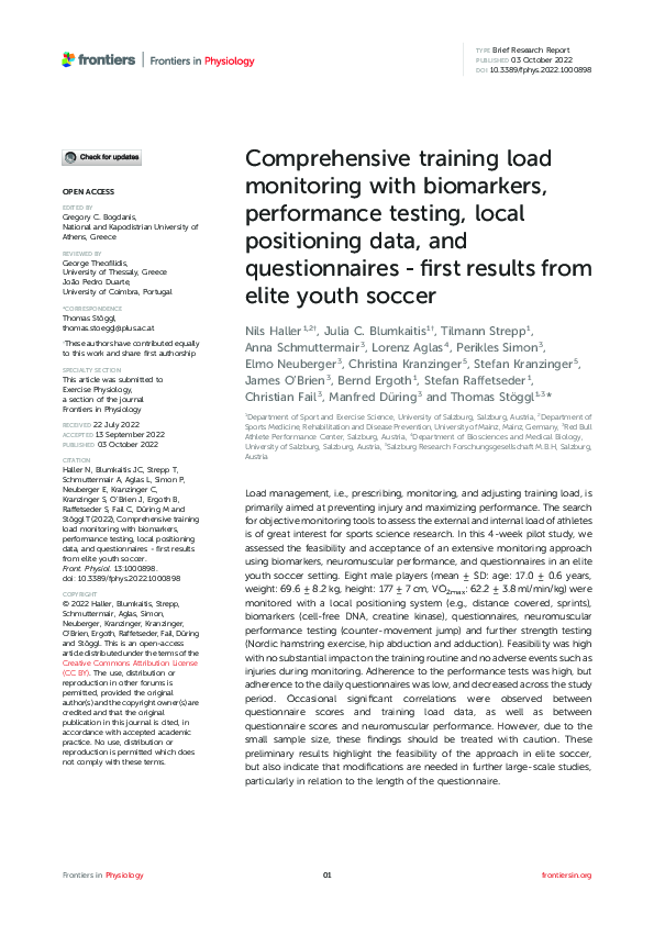 (PDF) Comprehensive training load monitoring with biomarkers ...