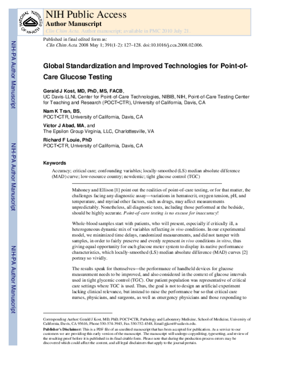(PDF) Global standardization and improved technologies for point-of ...