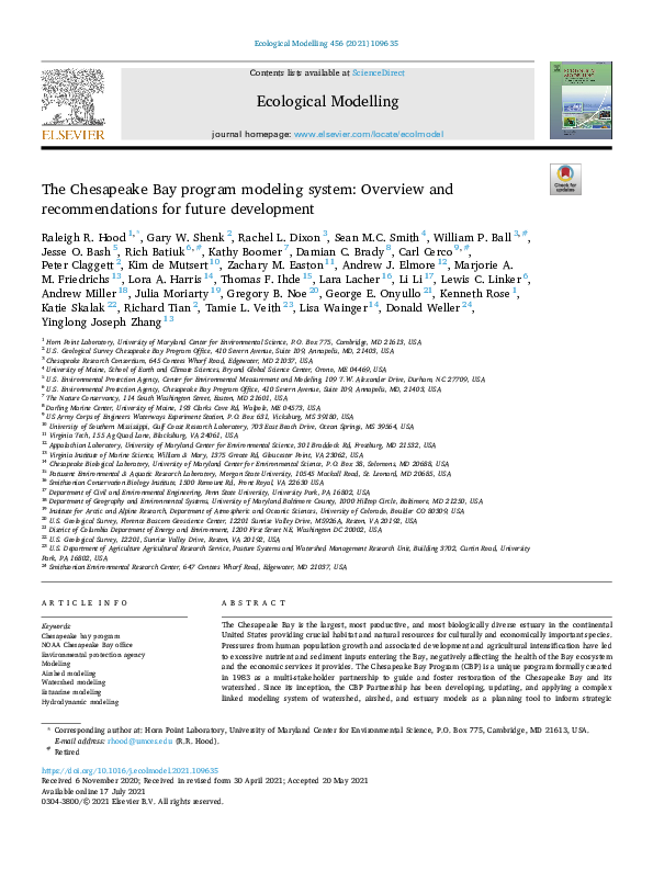 (PDF) The Chesapeake Bay program modeling system: Overview and ...