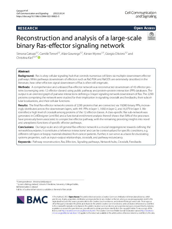 (PDF) Reconstruction and analysis of a large-scale binary Ras-effector signaling network