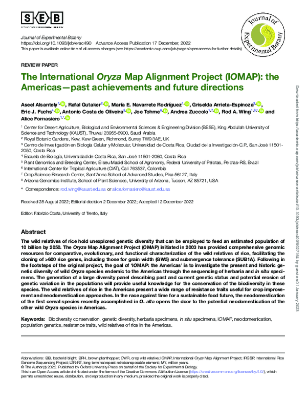 (PDF) The International Oryza Map Alignment Project (IOMAP): the ...