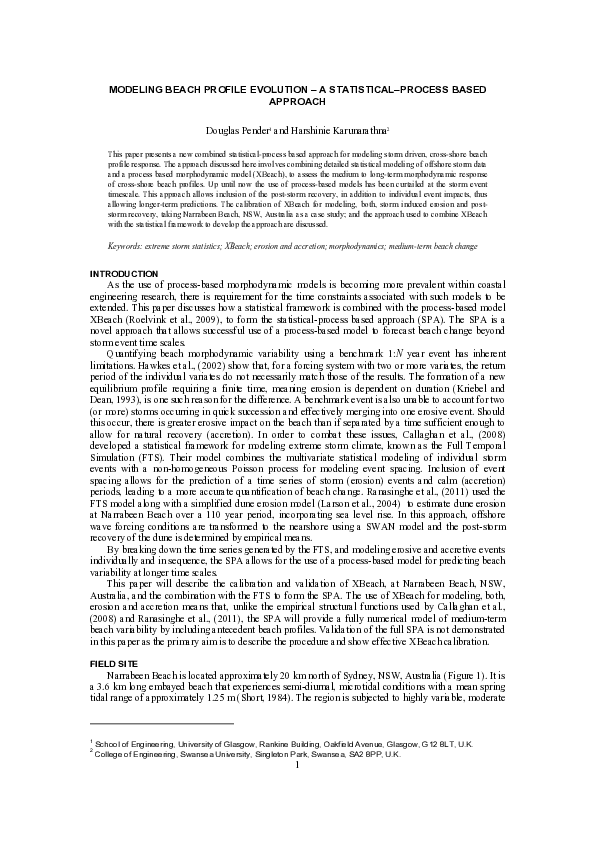 (PDF) Modeling Beach Profile Evolution – a Statistical–Process Based Approach