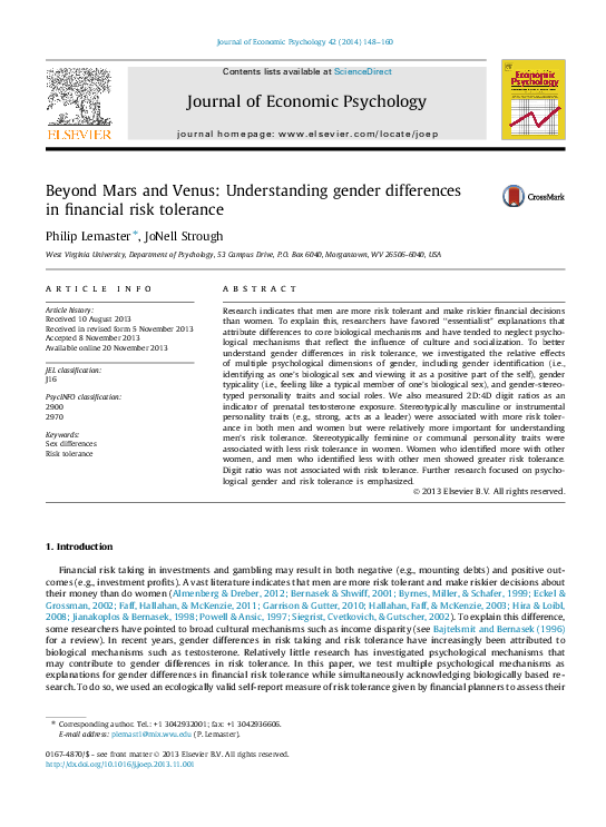 (PDF) Beyond Mars and Venus: Understanding gender differences in ...