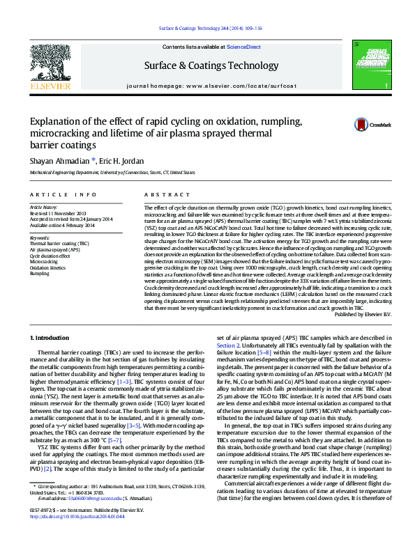 (PDF) Explanation of the effect of rapid cycling on oxidation, rumpling ...