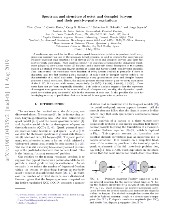(PDF) Spectrum and structure of octet and decuplet baryons and their ...