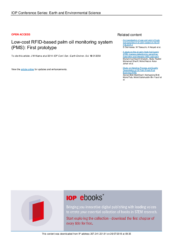 (PDF) Low-cost RFID-based palm oil monitoring system (PMS): First prototype
