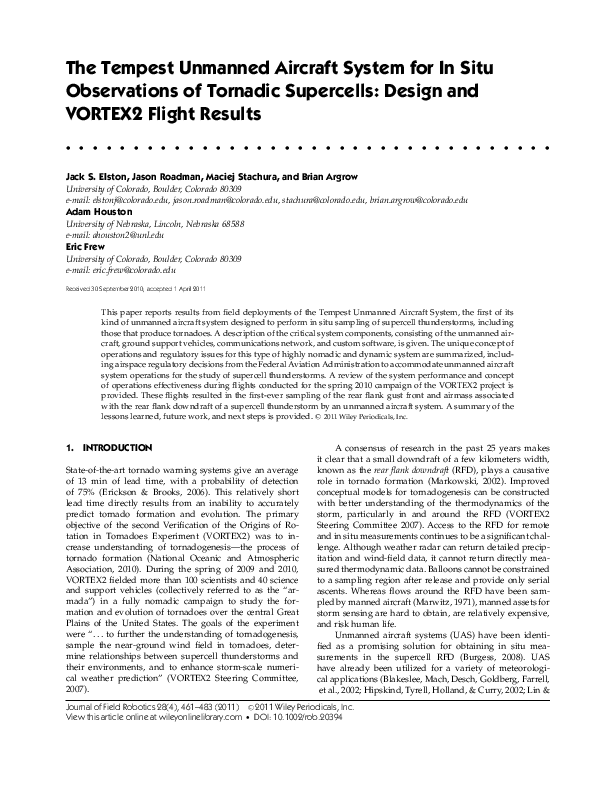 (PDF) The tempest unmanned aircraft system for in situ observations of ...