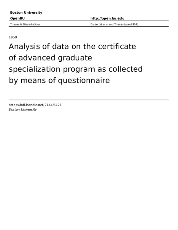 (PDF) Analysis of data on the certificate of advanced graduate ...
