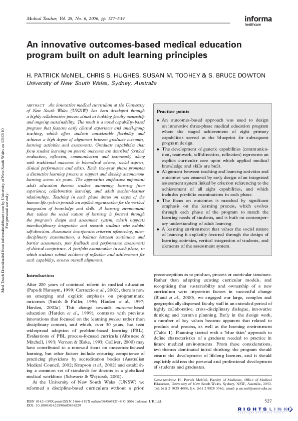 (PDF) An innovative outcomes-based medical education program built on ...