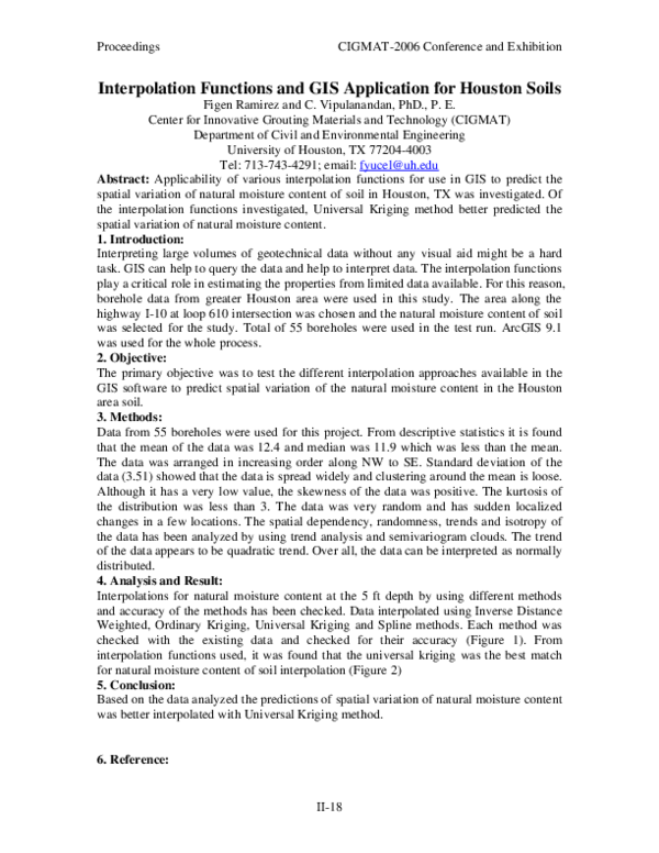 (PDF) Interpolation Functions and GIS Application for Houston Soils