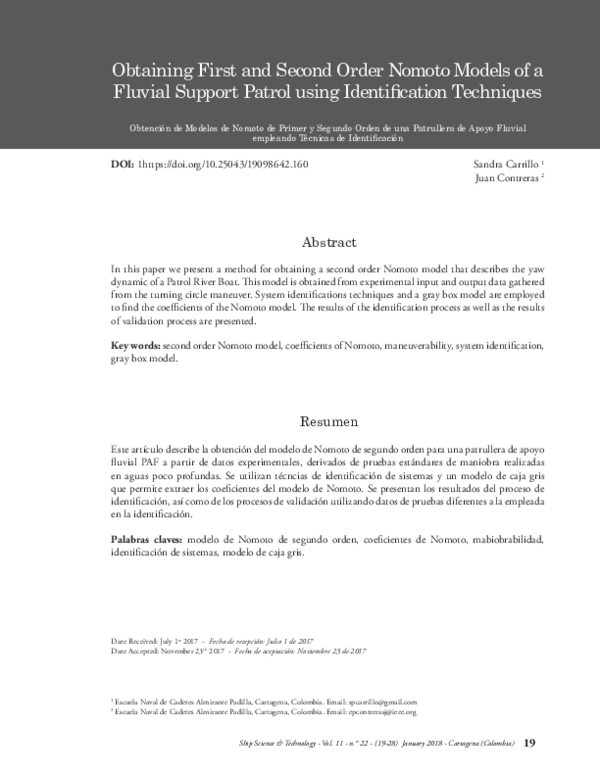 (PDF) Obtaining First and Second Order Nomoto Models of a Fluvial ...
