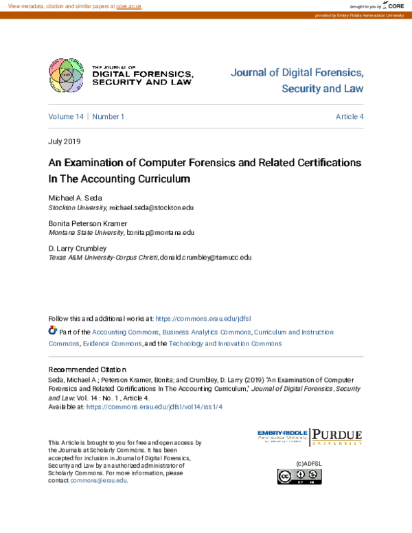 (PDF) An Examination of Computer Forensics and Related Certifications ...