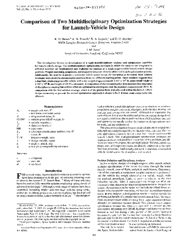 (PDF) Comparison of two multidisciplinary optimization strategies for ...