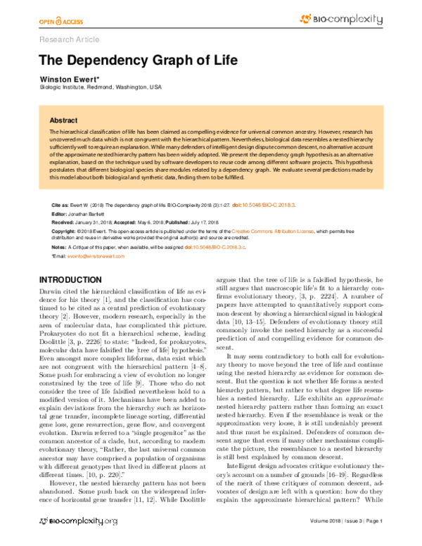 (PDF) The Dependency Graph of Life