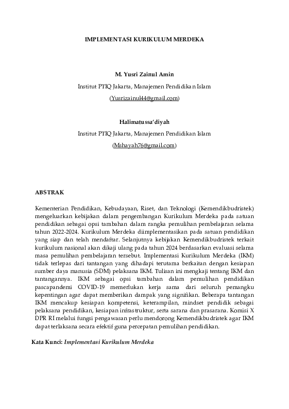 (PDF) IMPLEMENTASI KURIKULUM MERDEKA
