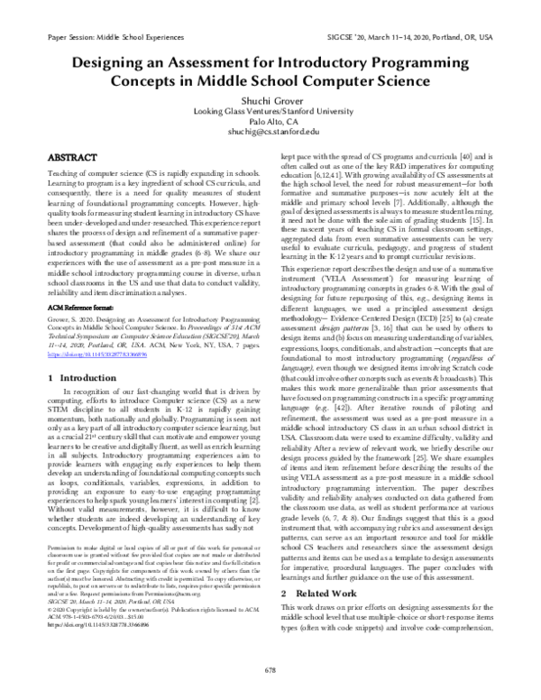 (PDF) Designing an Assessment for Introductory Programming Concepts in ...