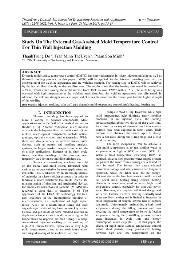 (PDF) Study On The External Gas-Assisted Mold Temperature Control For ...