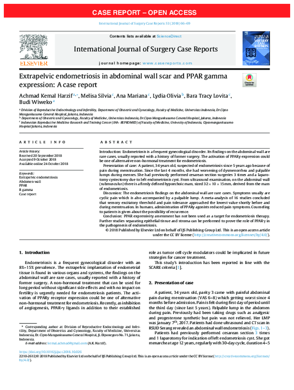 (PDF) Extrapelvic endometriosis in abdominal wall scar and PPAR gamma ...