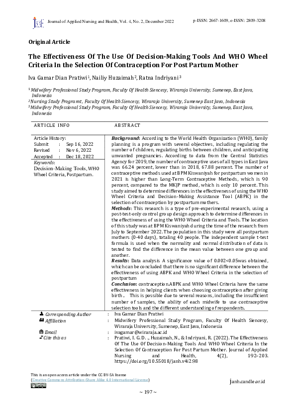 (PDF) The Effectiveness Of The Use Of Decision-Making Tools And WHO ...