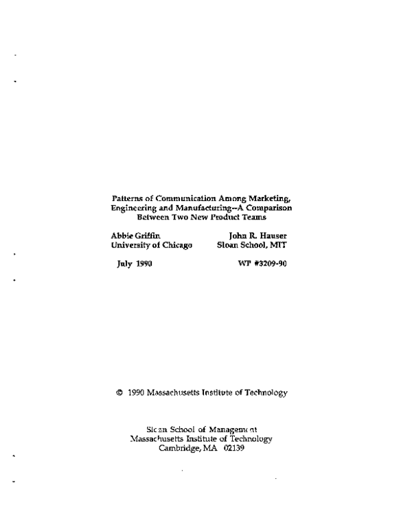 Pdf Patterns Of Communication Among Marketing Engineering And Manufacturing—a Comparison