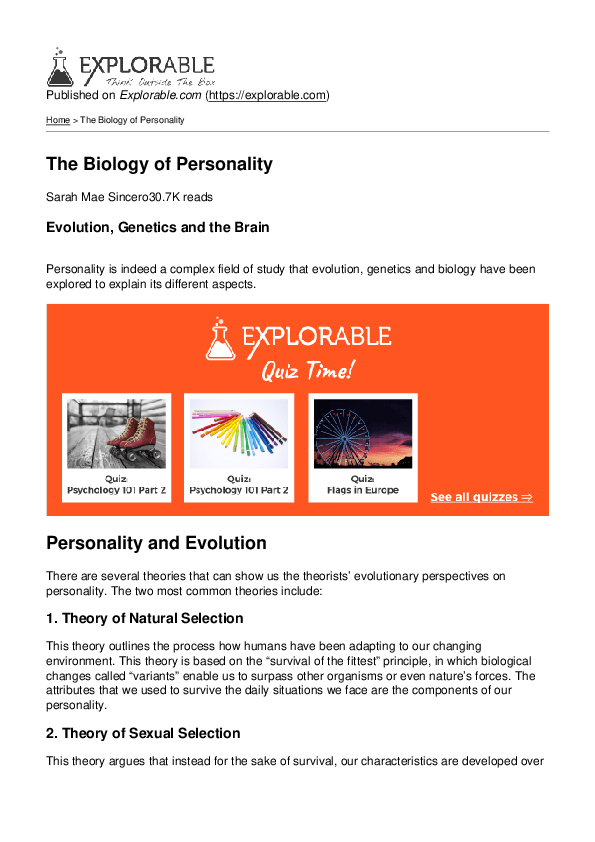 (PDF) The Biology of Personality