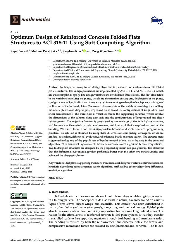 (PDF) Optimum Design of Reinforced Concrete Folded Plate Structures to ...