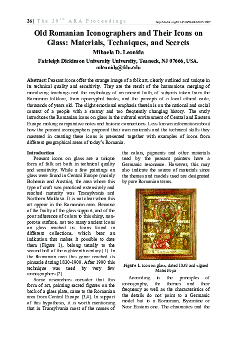 (PDF) Old Romanian Iconographers and Their Icons on Glass: Materials ...