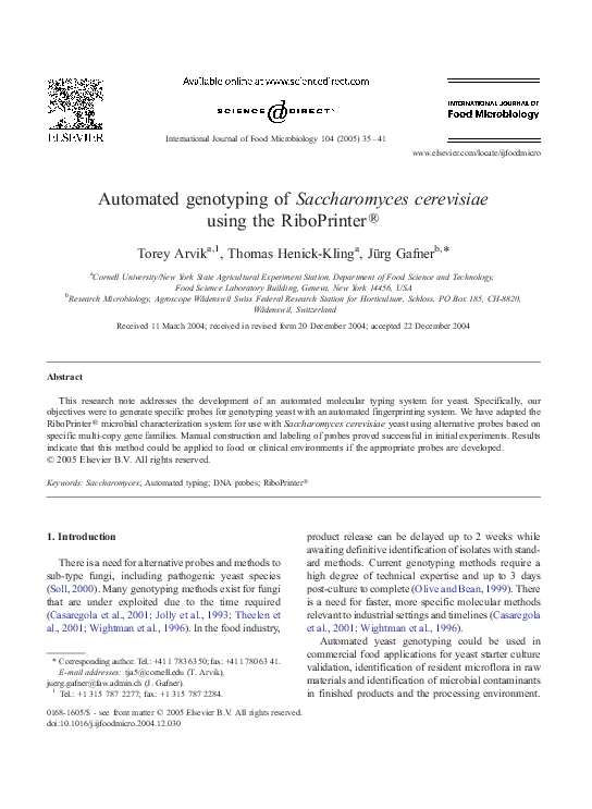 (PDF) Automated genotyping of Saccharomyces cerevisiae using the ...