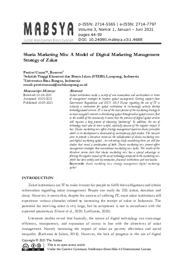 Pdf Sharia Marketing Mix A Model Of Digital Marketing Management Strategy Of Zakat
