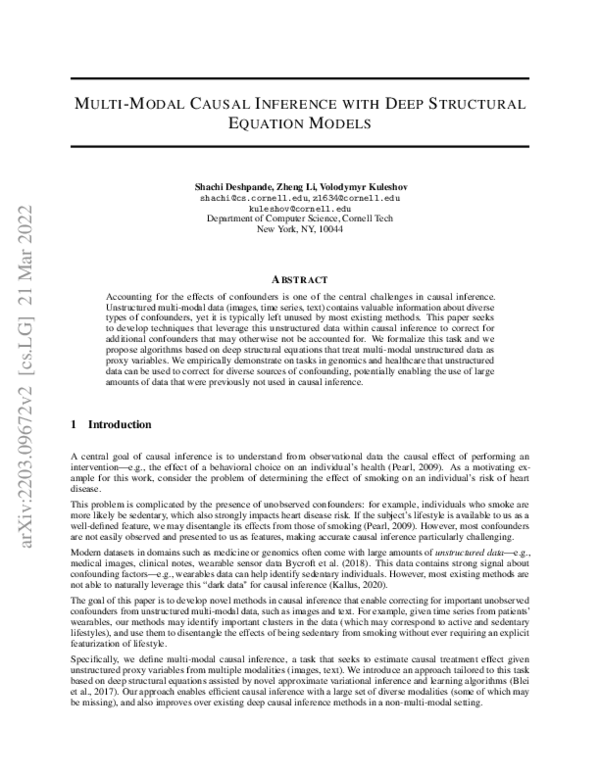 (PDF) Multi-Modal Causal Inference with Deep Structural Equation Models