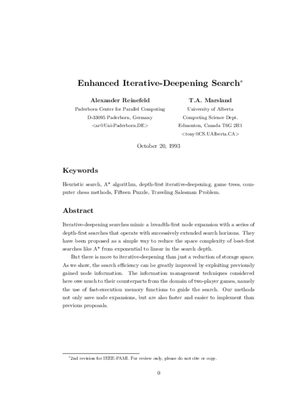 Pdf Enhanced Iterative Deepening Search T Marsland 4941