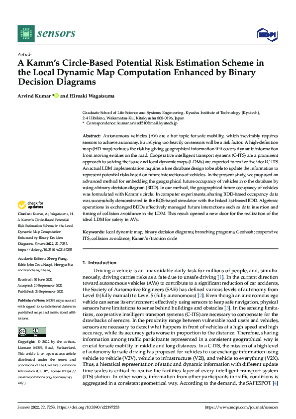 Pdf A Kamms Circle Based Potential Risk Estimation Scheme In The Local Dynamic Map