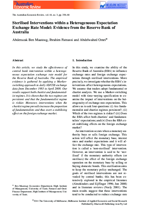 (PDF) Sterilised Interventions within a Heterogeneous Expectation ...